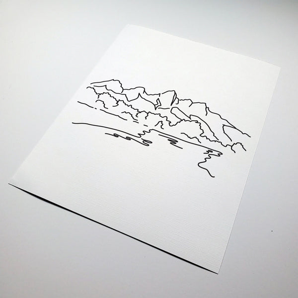 Grand Teton Line Art Print - Unframed - MADE