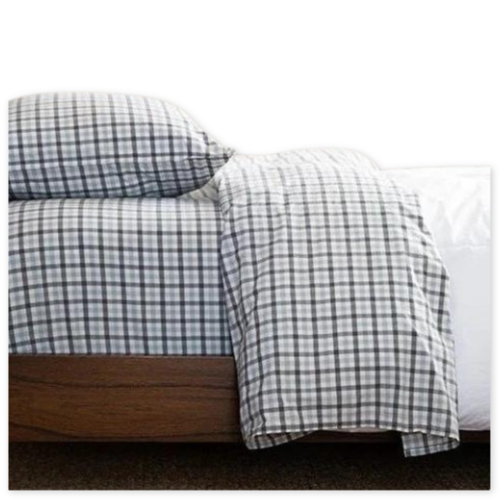 Ash Grey Gingham Sheet Set