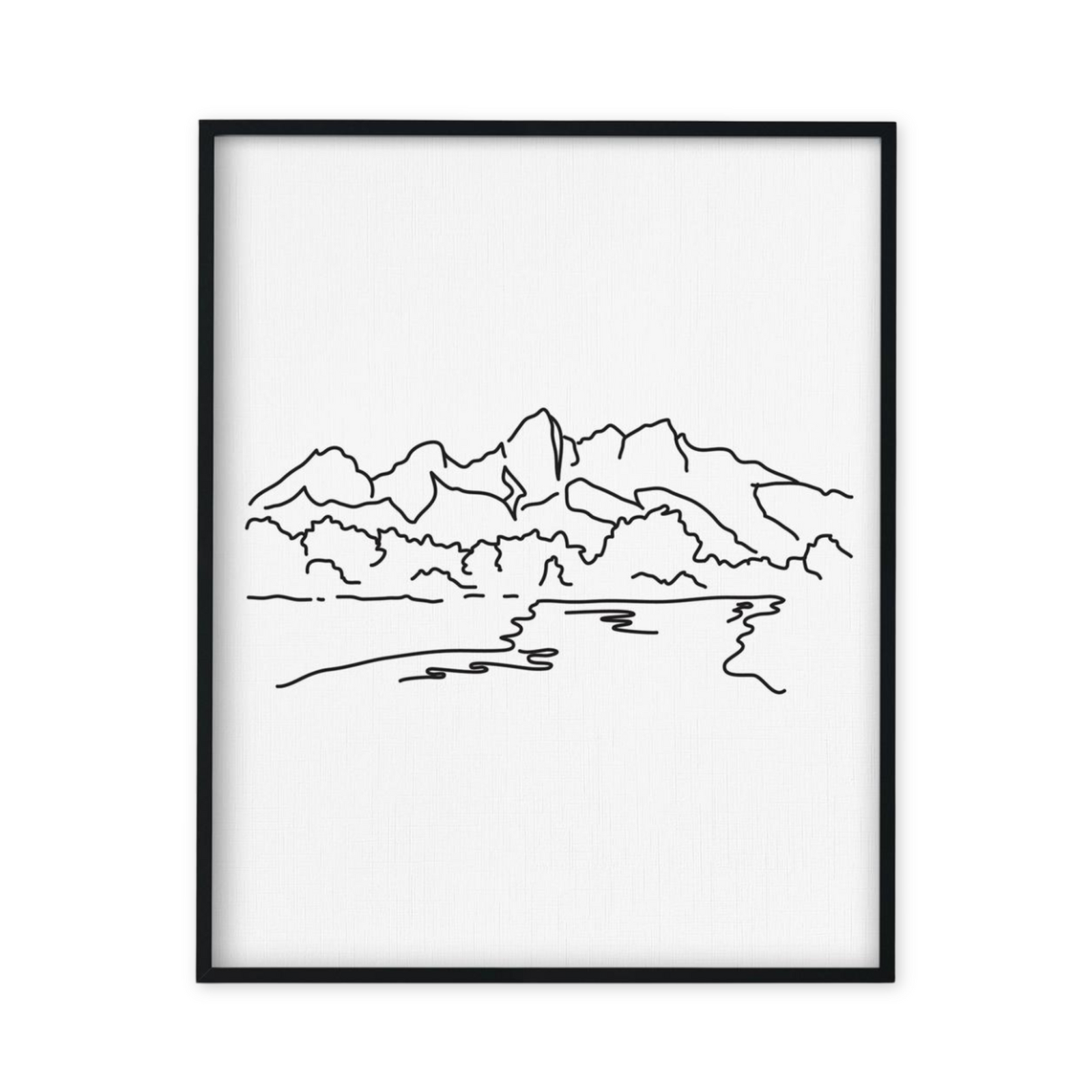 Grand Teton Line Art Print - Unframed