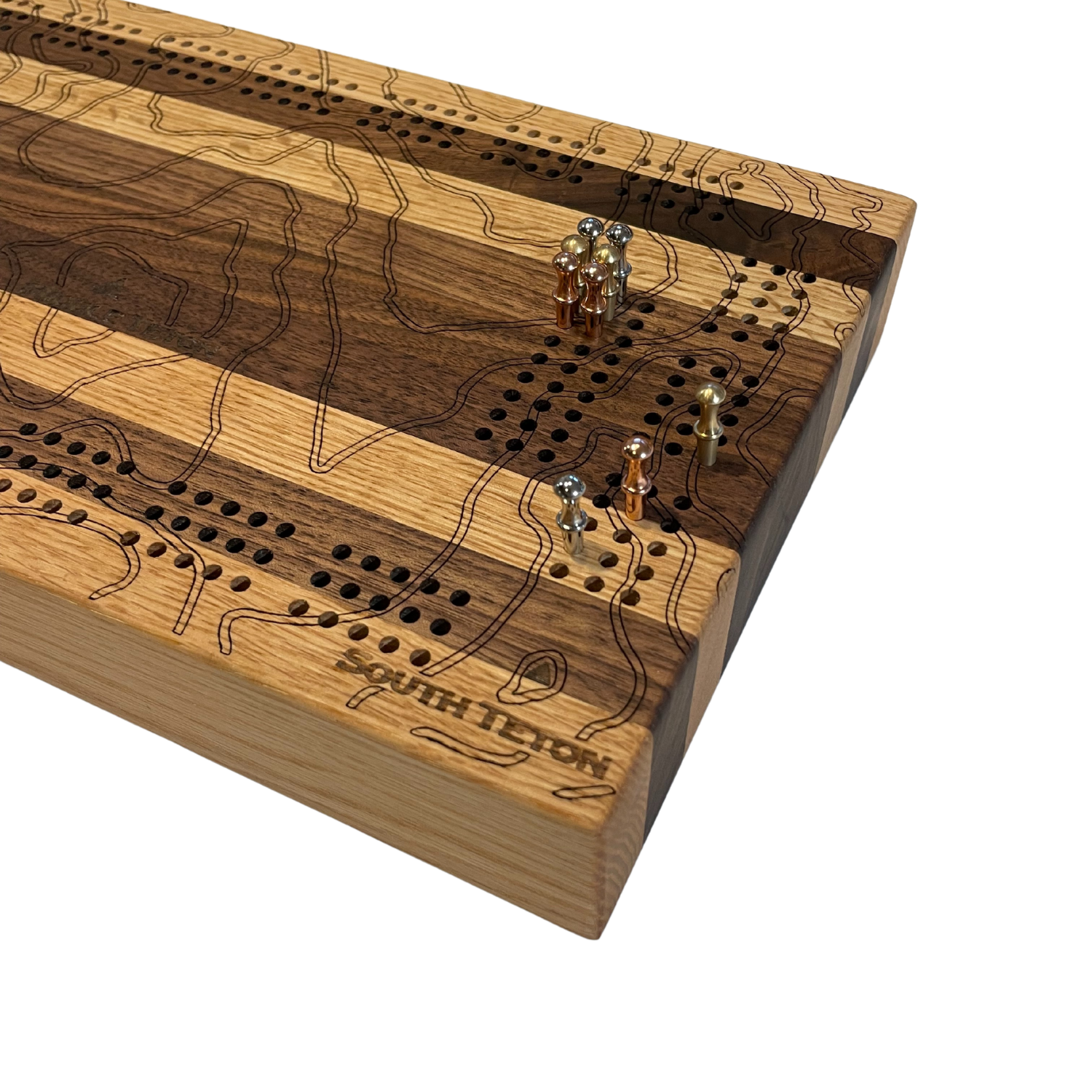 Jackson Topo Map Wooden Cribbage Board