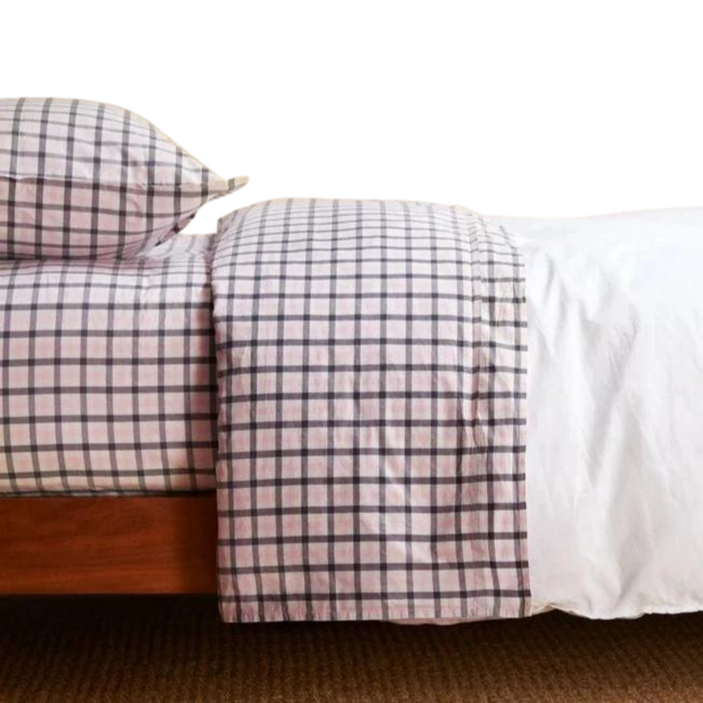 Pink & Charcoal Gingham Sheet Set