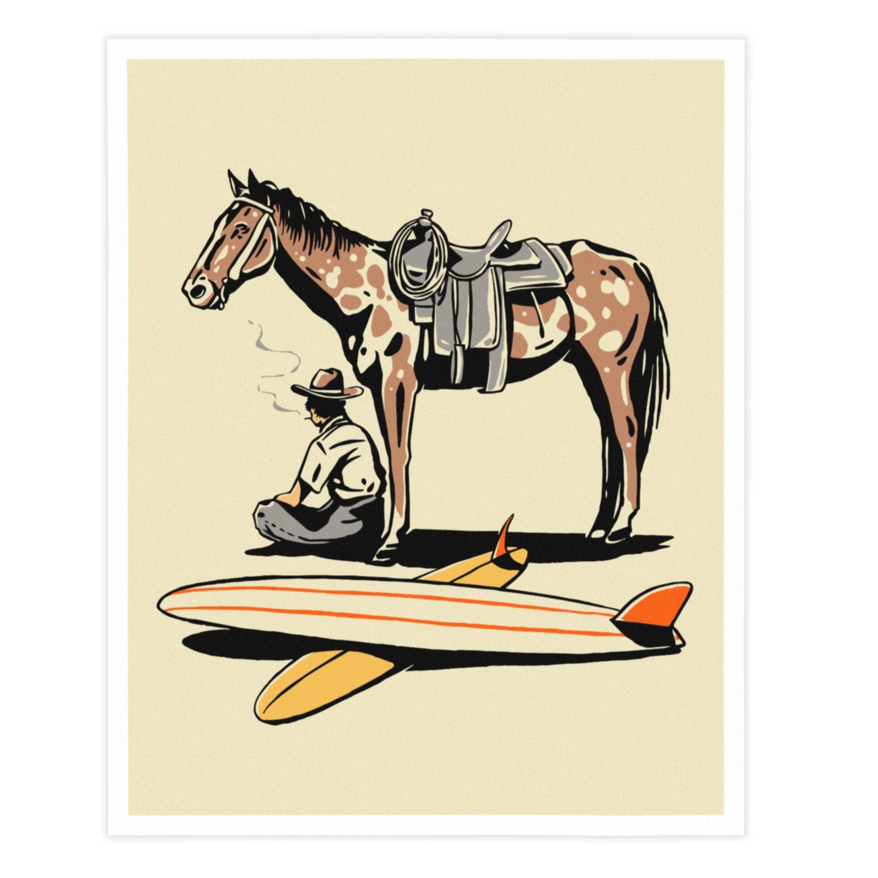 Surf Check - A Cowboy and His Horse Print