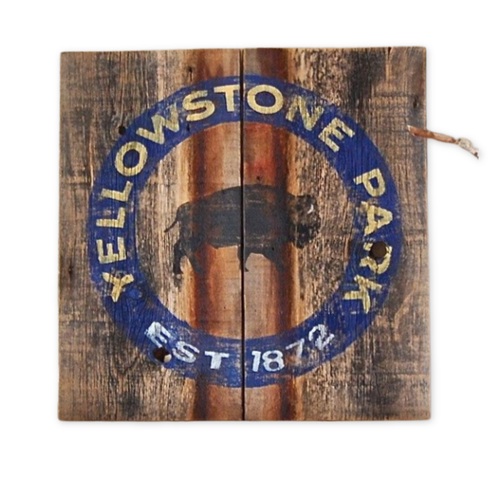 Yellowstone National Park Barnwood Sign - Blue