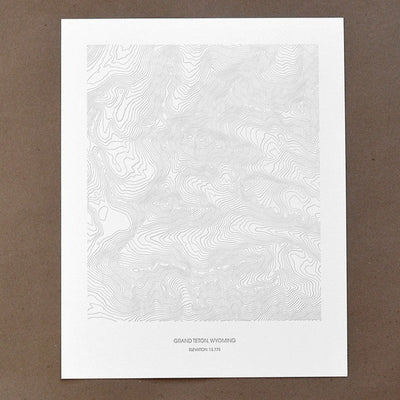 Grand Teton Letterpressed Topographic Poster